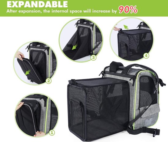 Hondenrugzak tot 5 kg, uitbreidbaar opvouwbaar, kattenrugzak voor grote ...