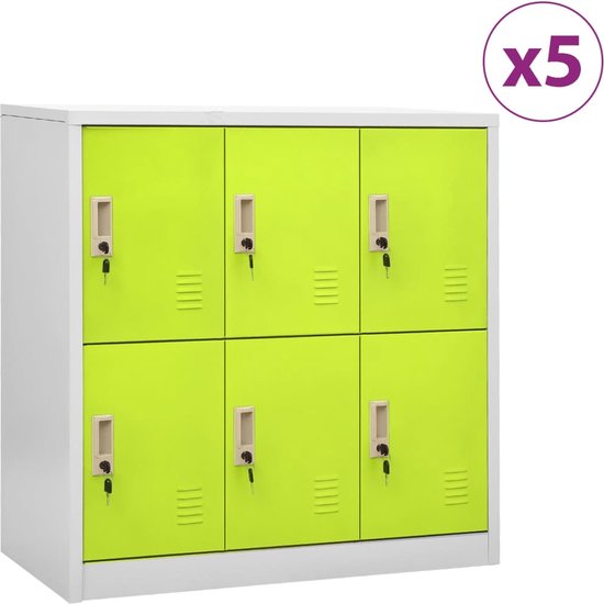 vidaXL Lockerkasten - 5 stuks - 90x45x92,5 cm - Staal Locker Kast ...