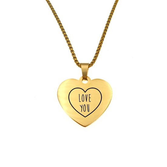 Ketting RVS - Hart - Goud - Ik Mis Jou | bol