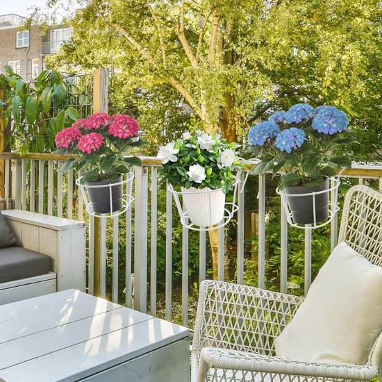 Hangende bloempothouders - set van 3 - metalen ronde leuning ...