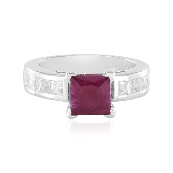 Zilveren ring met een robijn | bol