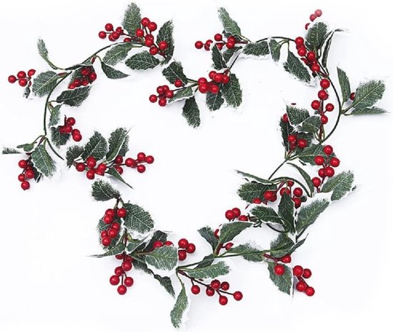 Kerstslinger 200 cm met Bessen en Hulst voor Feestelijke Decoratie | bol