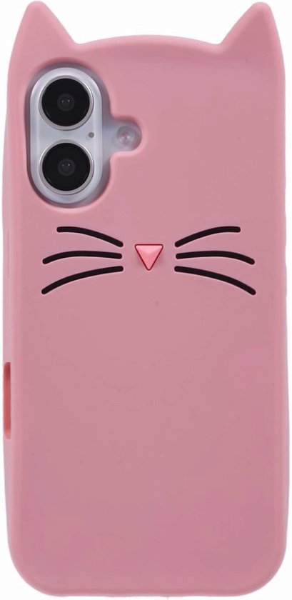 Peachy Schattige kat siliconen hoesje geschikt voor iPhone 16 Plus ...