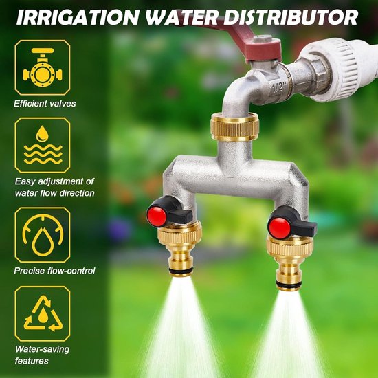 2-way water distributor brass water connection distributor - garden ...