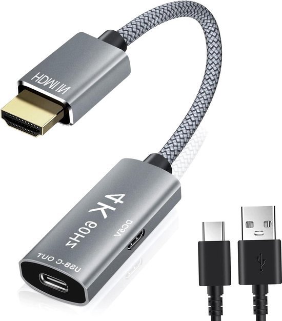 HDMI Mannelijke naar USB-C Vrouwelijke Kabel Adapter met Micro USB ...