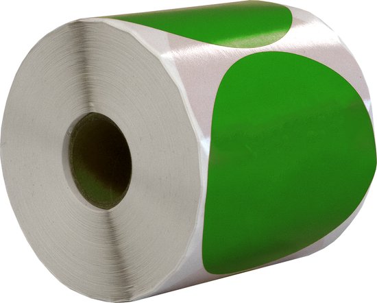500 Etiketten Rond Groen 80 mm op Rol - Sluitzegel - Markeringspunten ...