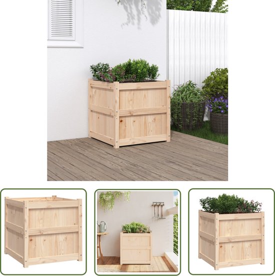 The Living Store Plantenbak 60x60x60 cm massief grenenhout - Houten Plantenbak -... | bol