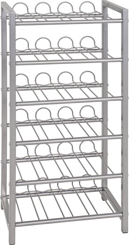 JGS ® Flessenrek van Metaal met Zilveren Afwerking en Meerdere Planken ...