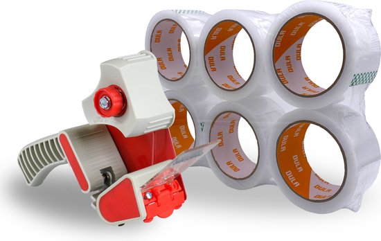 DULA Taperoller - Tape dispenser + 6 rollen 50mmx66m verpakkingstape | bol