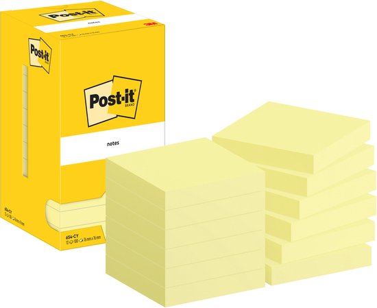 Post-it Notes - 100 vel - 76 x 76 mm - Geel - Pak van 12 blokken | bol