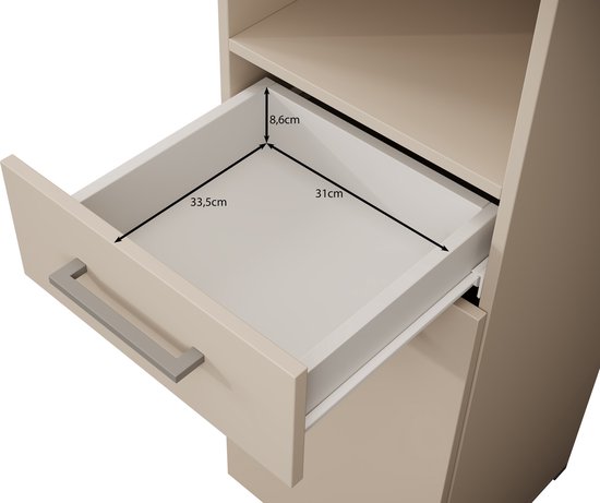 Meubella - Wasmachine kast Rowley 2 - Beige | bol