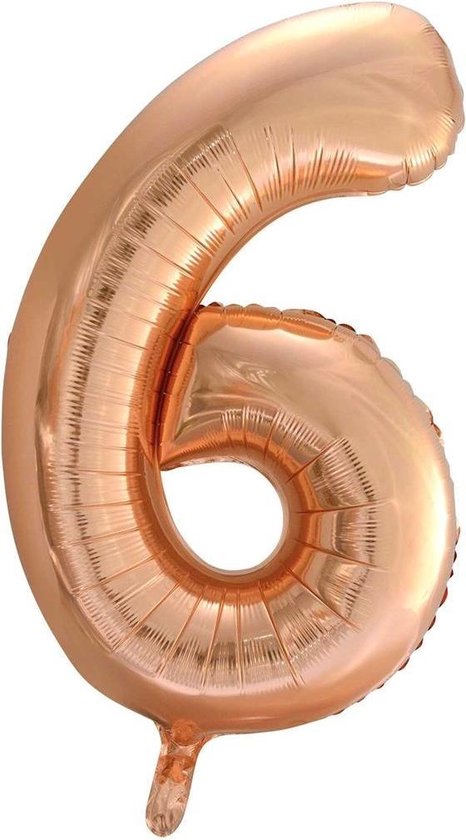 Folie ballon cijfer 6 goud-roze 86 cm - . | bol.com