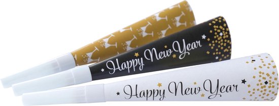 Amscan Feesttoeter Golden Wishes 22 Cm Papier Goud/wit 3 Stuks | bol.com