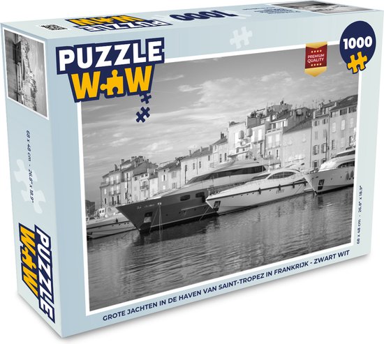 Puzzel Grote jachten in de haven van Saint-Tropez in Frankrijk - zwart ...