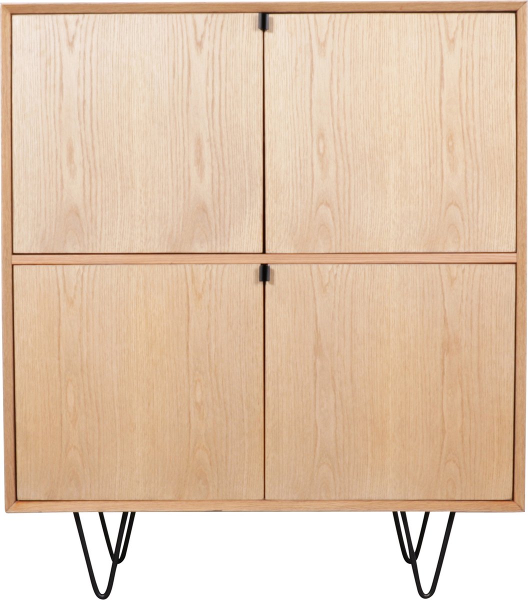 Furnified - Hoog Dressoir Eik - Bob - Scandinavisch (100cm) - Zwarte ...
