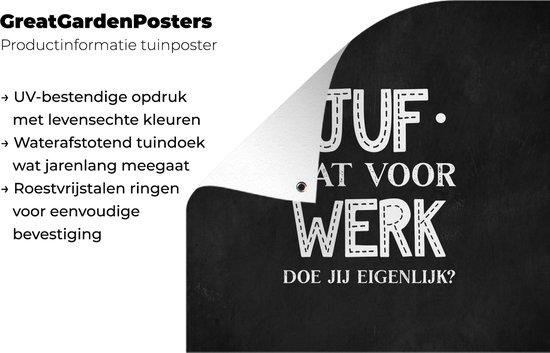 Tuin poster Juf bedankt - Leerkracht - Zwart - Quote - Juf wat voor ...