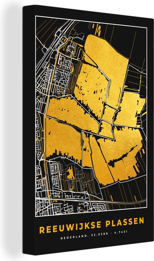 Canvas Schilderij Kaart - Plattegrond - Stadskaart - Nederland ...