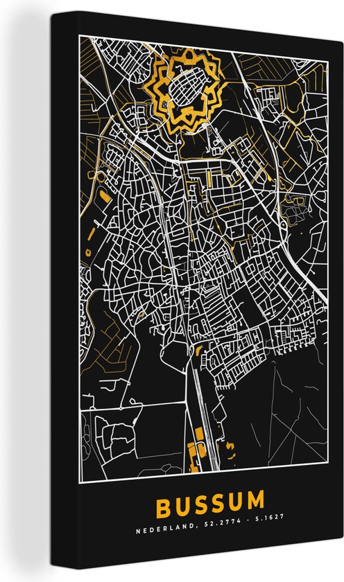 Canvas schilderij 120x180 cm - Wanddecoratie Bussum - Kaart ...