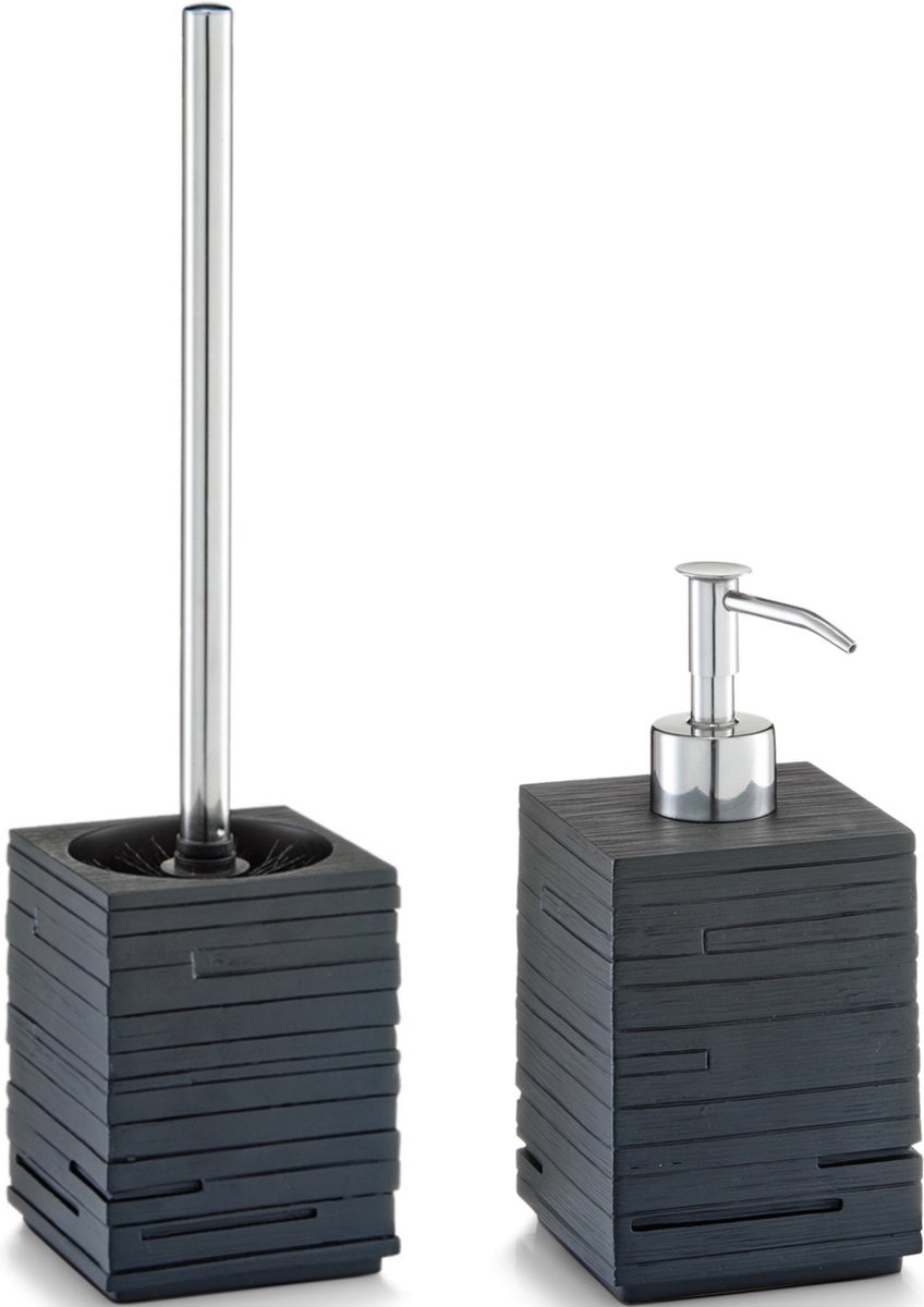 Luxe WC/Toilet spullen set Toiletborstel met zeeppompje van polystone ...
