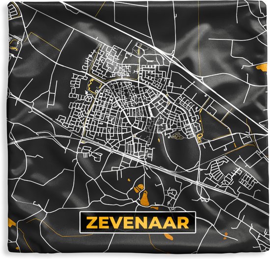 Kussenhoes 40x40 cm - Zevenaar - Goud - Stadskaart - Kaart ...