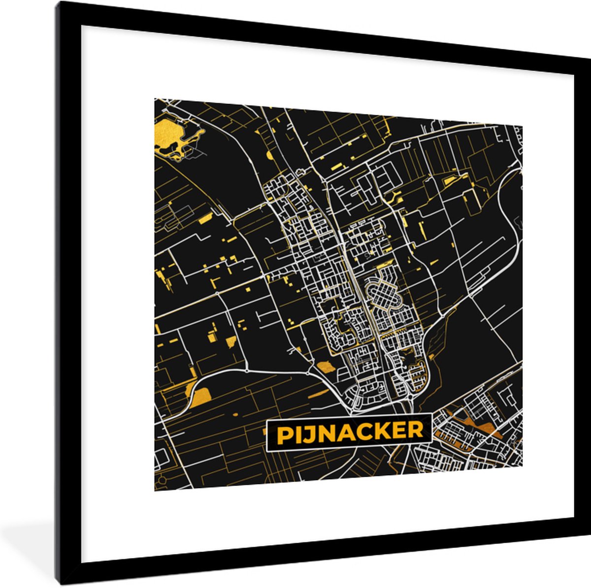 Fotolijst incl. Poster - Pijnacker - Stadskaart - Plattegrond - Kaart ...