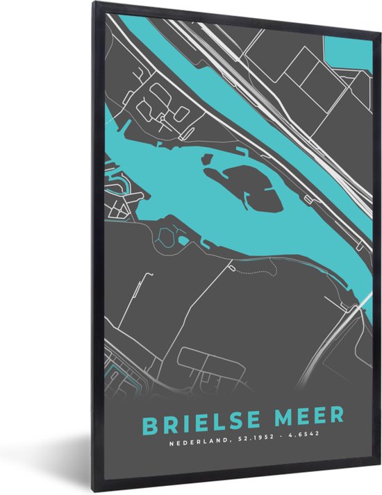 Fotolijst incl. Poster - Plattegrond - Kaart - Brielse Meer - Nederland ...