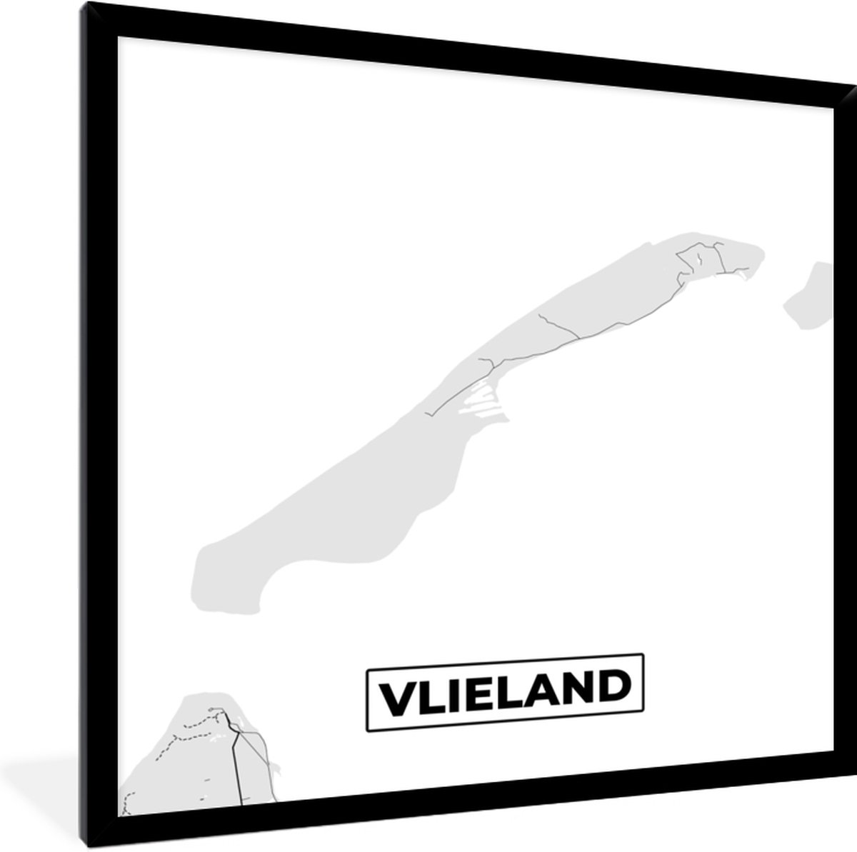 Fotolijst incl. Poster - Kaart - Vlieland - Eiland - Plattegrond - Stadskaart - 40x40... | bol.com