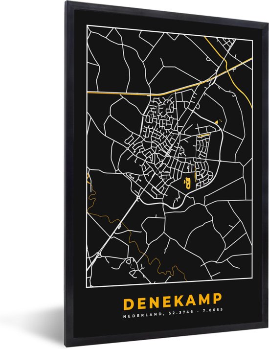 Fotolijst incl. Poster - Plattegrond - Goud - Denekamp - Kaart ...