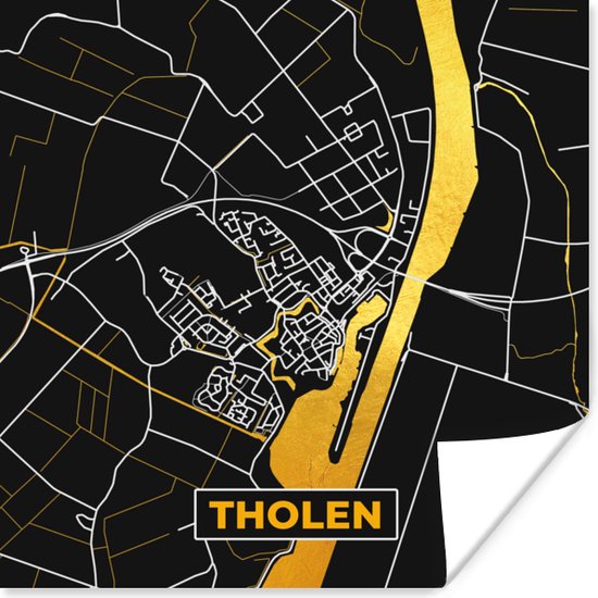 Poster Tholen - Black and Gold - Stadskaart - Kaart - Plattegrond ...