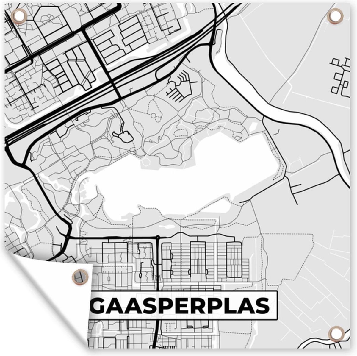 Tuin poster Kaart - Gaasperplas - Amsterdam - Plattegrond - Stadskaart ...