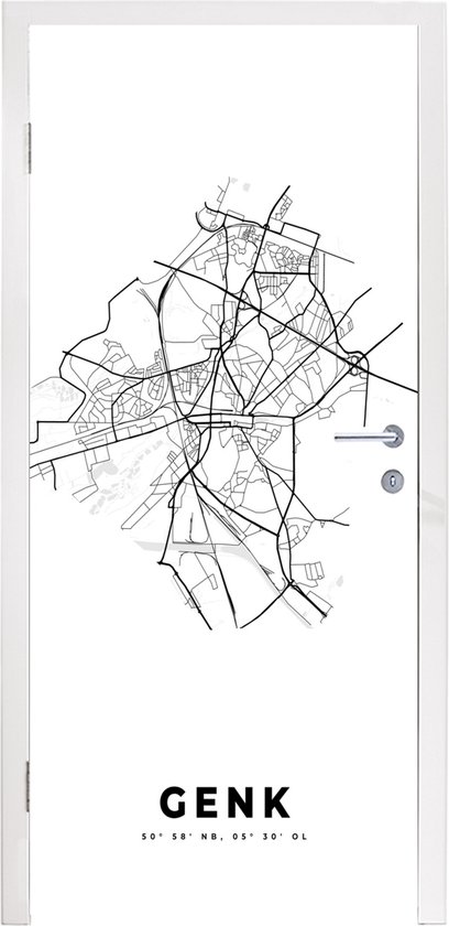Deursticker Kaart – Plattegrond – Stadskaart – Genk – België – Zwart ...