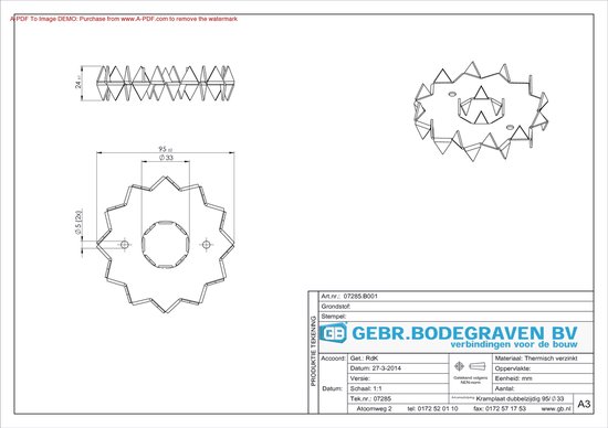 Gebr. Bodegraven Kramplaat Dubbel 07285 95mm Gat 33mm | bol