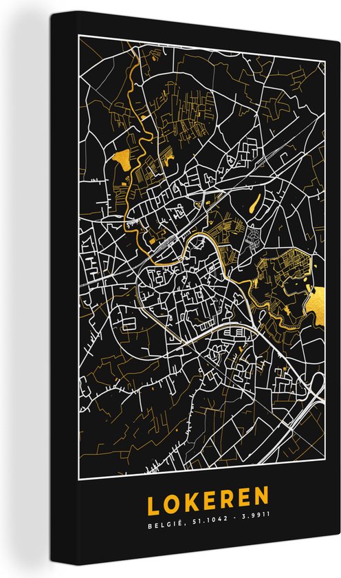 Canvas Schilderij Goud - Stadskaart - Plattegrond - Lokeren - Kaart ...