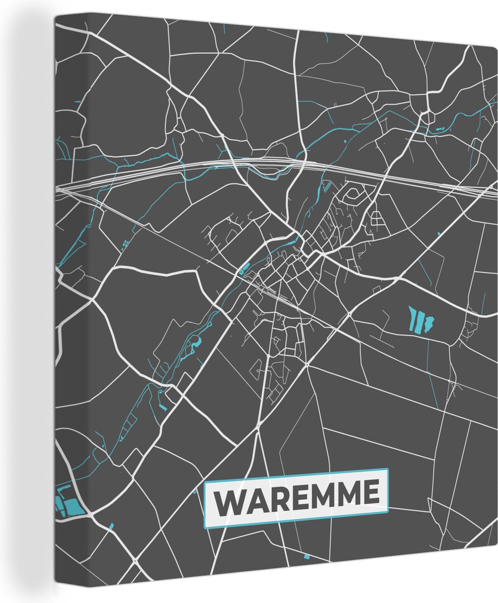 Peinture sur Toile City Map - Grijs - Carte - Waremme - België - Carte ...