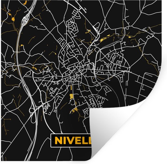 Stickers muraux - Nivelles - Carte - Carte - Or - Plan de la ville ...