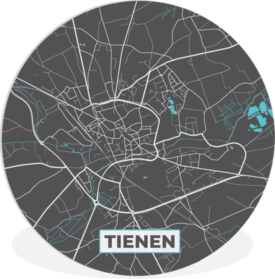 Wall Circle - Wall Circle Indoor - België - Tienen - City Map - Map - Blauw - Map - ⌀... | bol.com