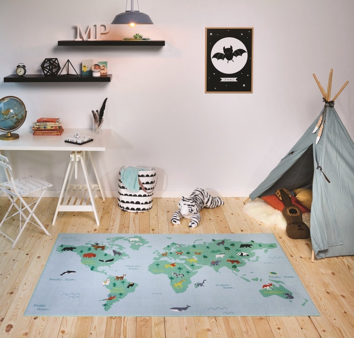 Mood World Map 120x200cm Vloerkleed en Speelmat RWOMAGA01120200T03 ...