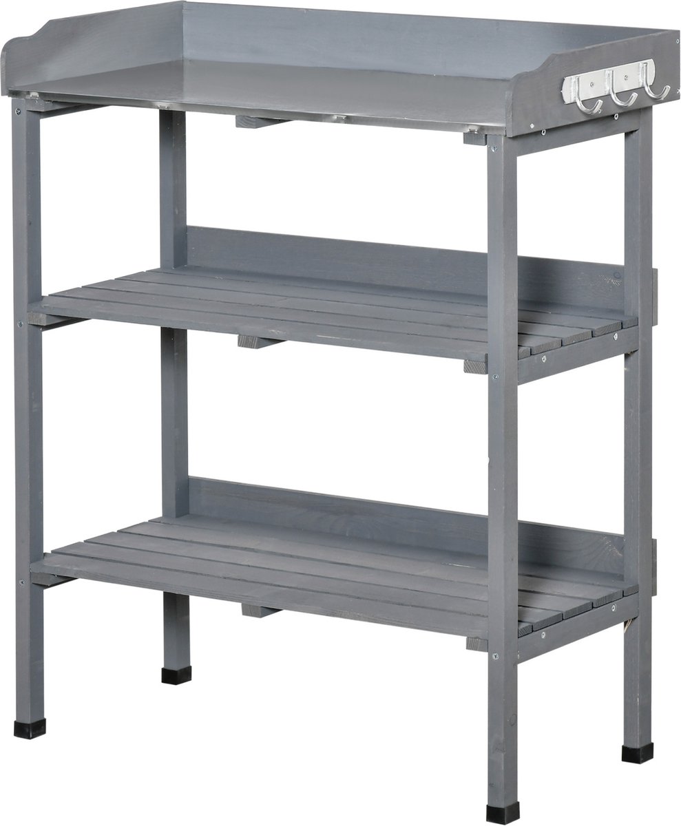 Outsunny Planttafel met metalen werkblad tuiniertafel bloementafel tuin ...