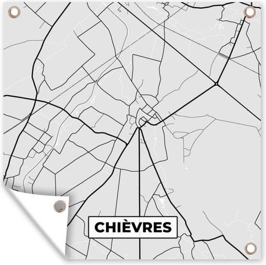 Tuin poster Plattegrond – Chièvres – Zwart Wit – Stadskaart - Kaart ...
