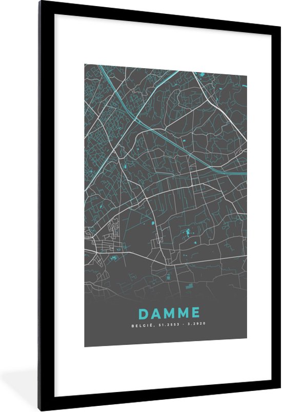 Fotolijst incl. Poster - Kaart – Plattegrond – Stadskaart – Damme ...