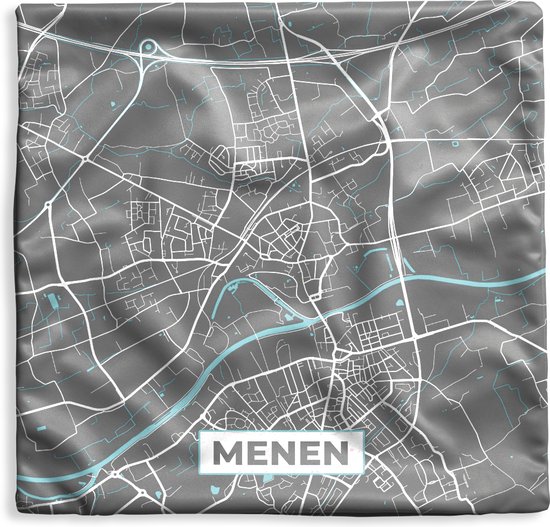 Kussenhoes 50x50 cm - Kaart – Plattegrond – Stadskaart – Menen – België ...