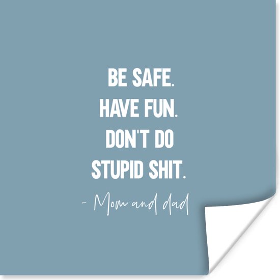 Poster Tiener - Spreuken - Vader - Be safe. Have fun - 50x50 cm | bol.com