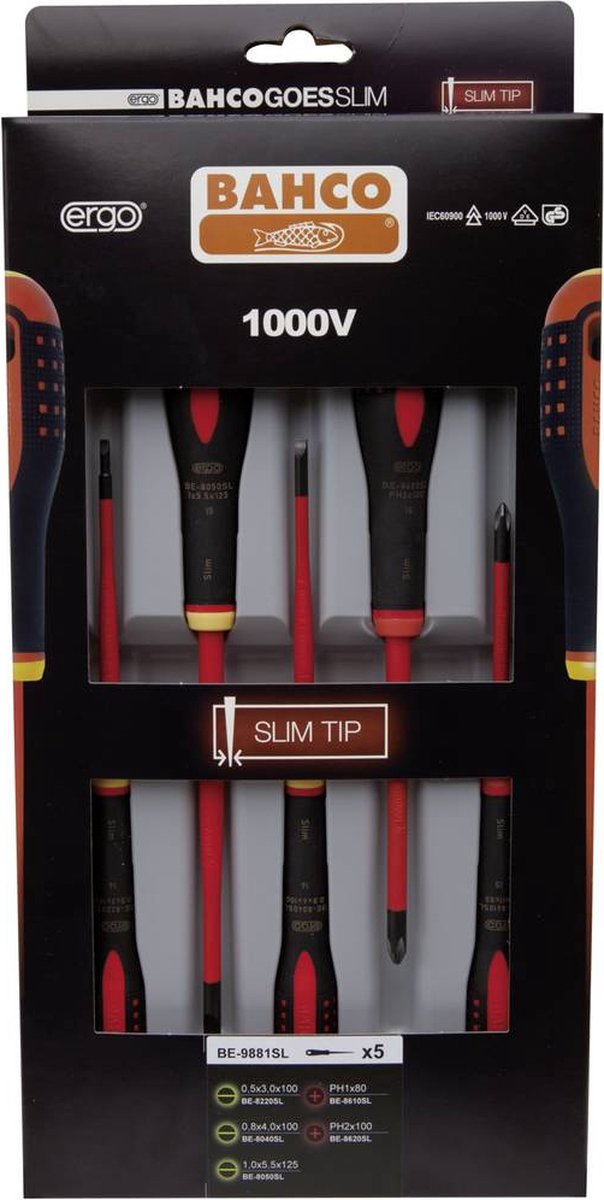 Bahco BE-9881SL BHBE-9881SL Ergo Screwdriver Set with Slim Blades ...