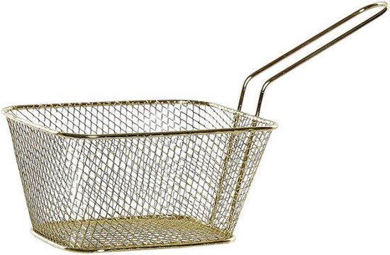 1x stuks patat/snack serveermandjes/frietmandjes goud 24 cm - Patat ...