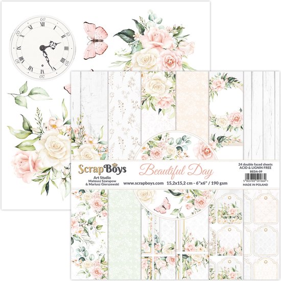 ScrapBoys Beautiful day paperpad 24 vl+cut out elements-DZ BEDA-09 ...
