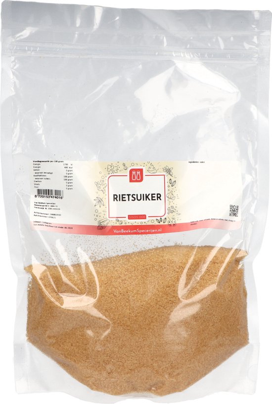 Van Beekum Specerijen - Rietsuiker - 2 KG (hersluitbare stazak) | bol