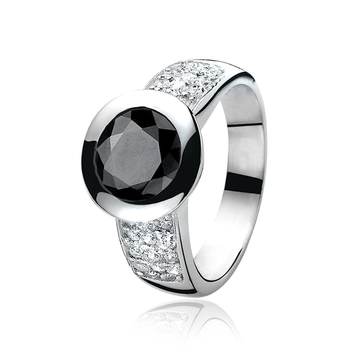 ZINZI zilveren ring zwart ZIR213Z | bol.com