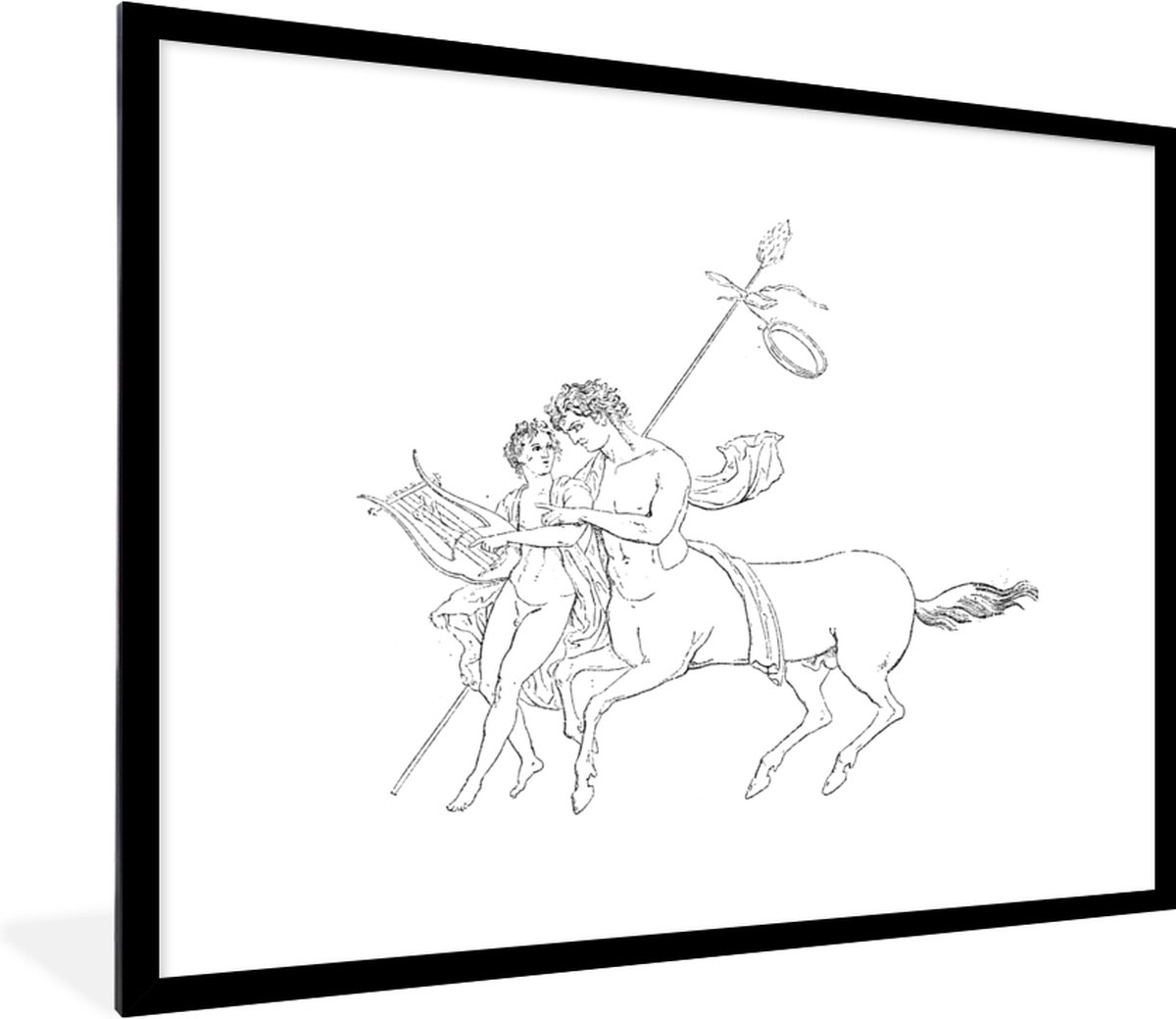 Fotolijst incl. Poster - Een vintage tekening van een centaur - 80x60 ...