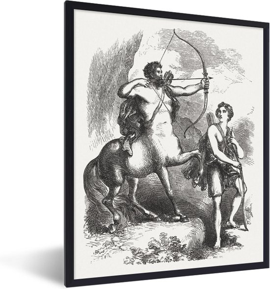 Fotolijst incl. Poster - Een vintage tekening van een beroemde Centaur ...