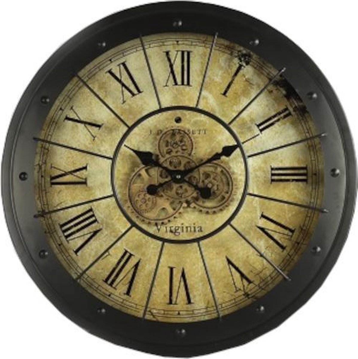 Countryfield - Grote wandklok rond Chester - 80cm - Staalzwart | bol.com